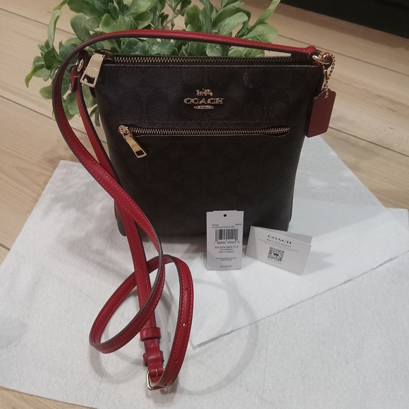 Coach | Bags | Nwt Coach Rowan Crossbody Bag Signature Print Walnut Red ...